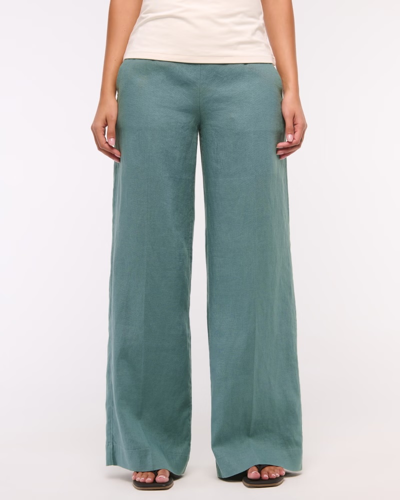 Premium Linen Tailored Ultra Wide Leg Pant - Abercrombie & Fitch
