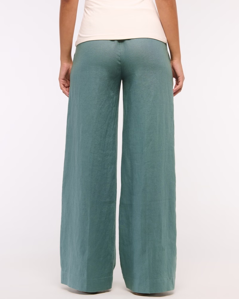 Premium Linen Tailored Ultra Wide Leg Pant - Abercrombie & Fitch