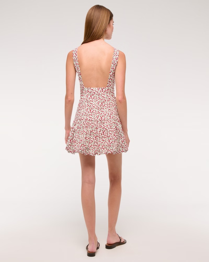 High-Neck Bubble Hem Mini Dress - Abercrombie & Fitch