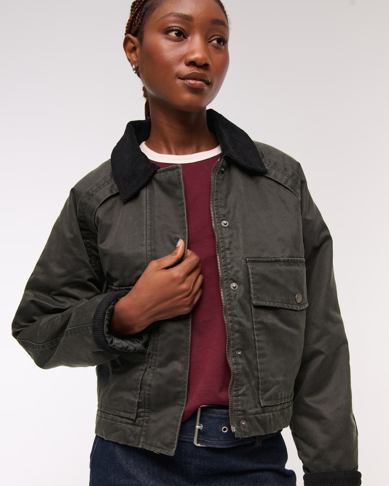 Short Waxed Chore Jacket - Abercrombie & Fitch