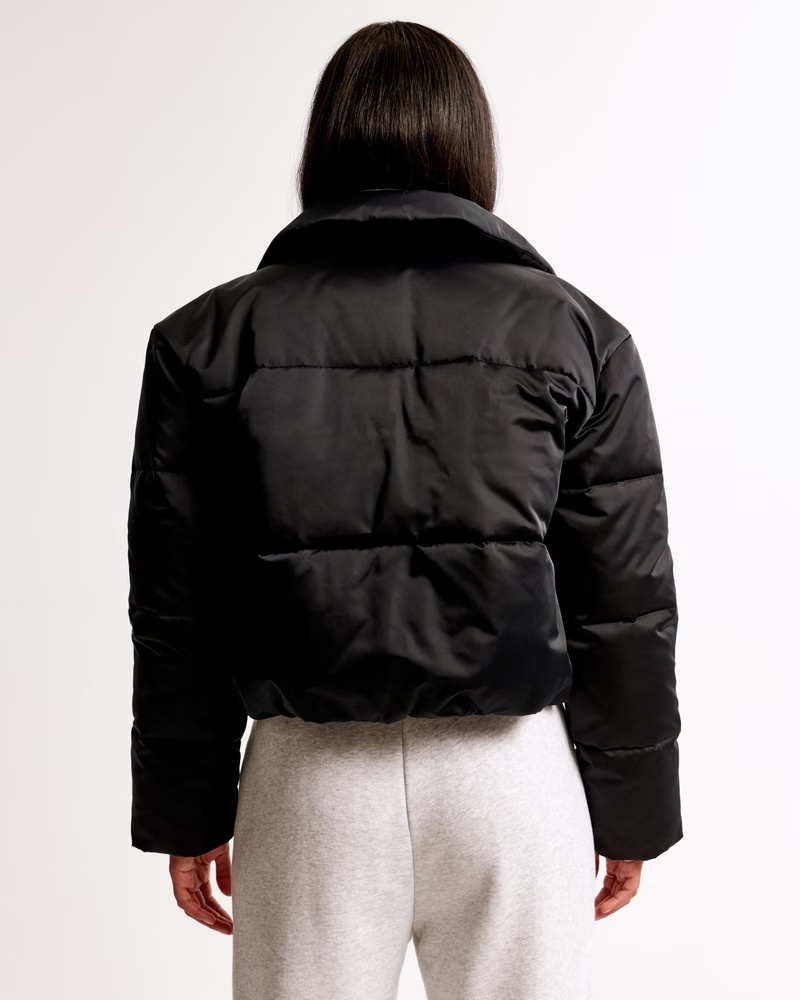 Vegan Leather Short Puffer - Abercrombie & Fitch