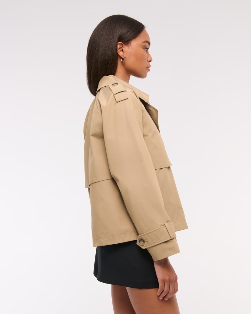Relaxed Short Trench Coat - Abercrombie & Fitch