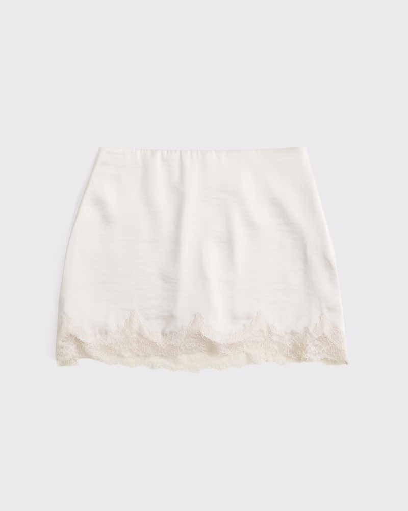 High Rise Lace & Satin Mini Skort - Abercrombie & Fitch
